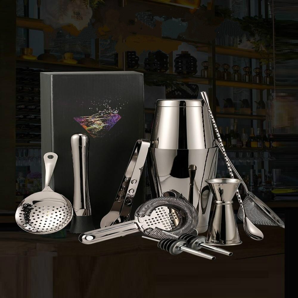 11 Stks/set Barman Kit Met Stand Rvs Cocktail Shak... – Grandado