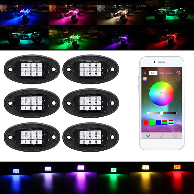 6 In 1 LED Rock Licht Unter Körper Licht RGB Auto ... – Vicedeal