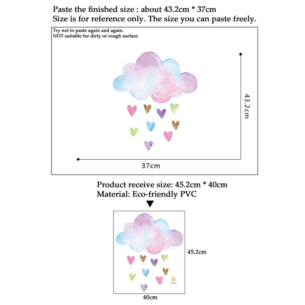 Hand Drawn Colorful Love Clouds Wall Sticker For K... – Grandado
