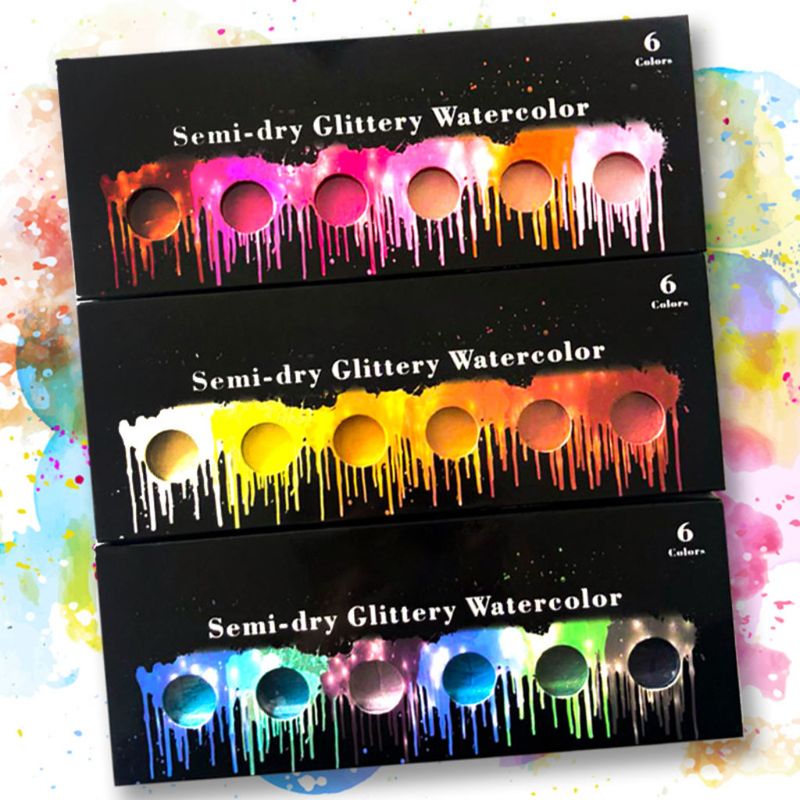 6 Colors Cool Warm Metallic Watercolor Paint Set f... – Grandado