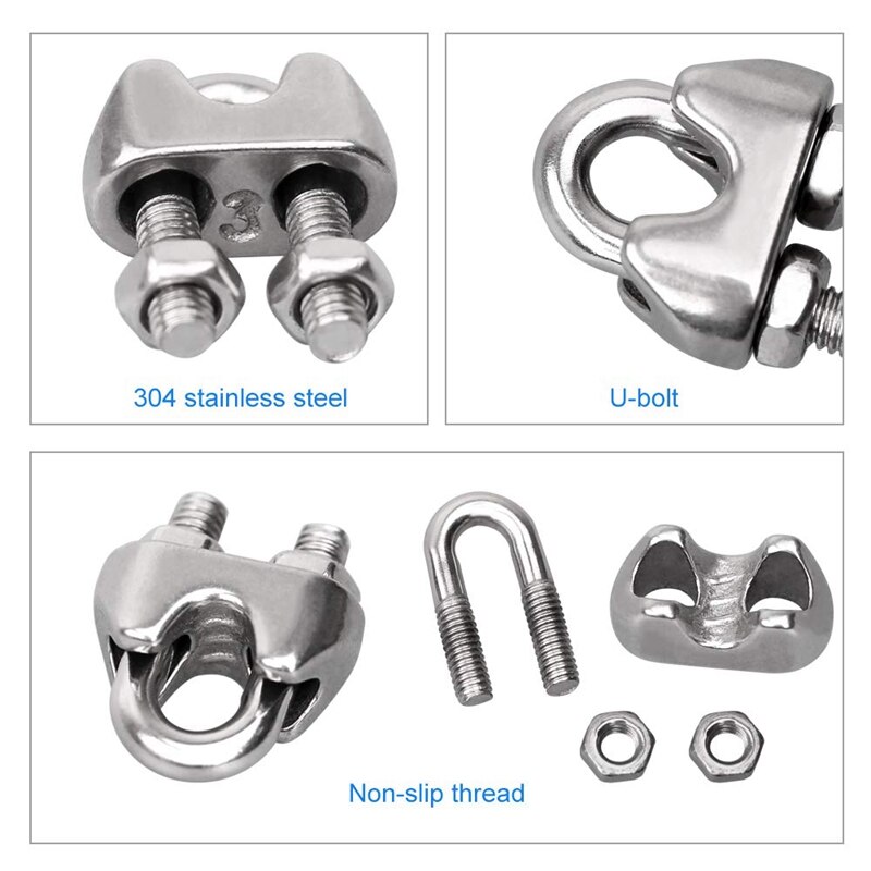 16Pcs Wire Rope Clamp U Bolt Saddle Fastener M3 St... – Grandado