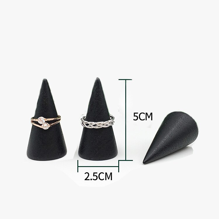 Vintage Black Wooden Ring Holder Display Cone Rack... – Grandado