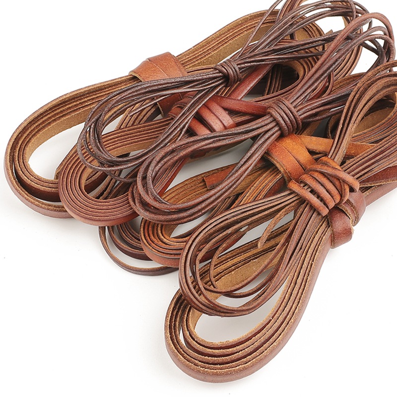 1M Vintage Leather Rope Flat Cord Strip Strap Stri... – Grandado