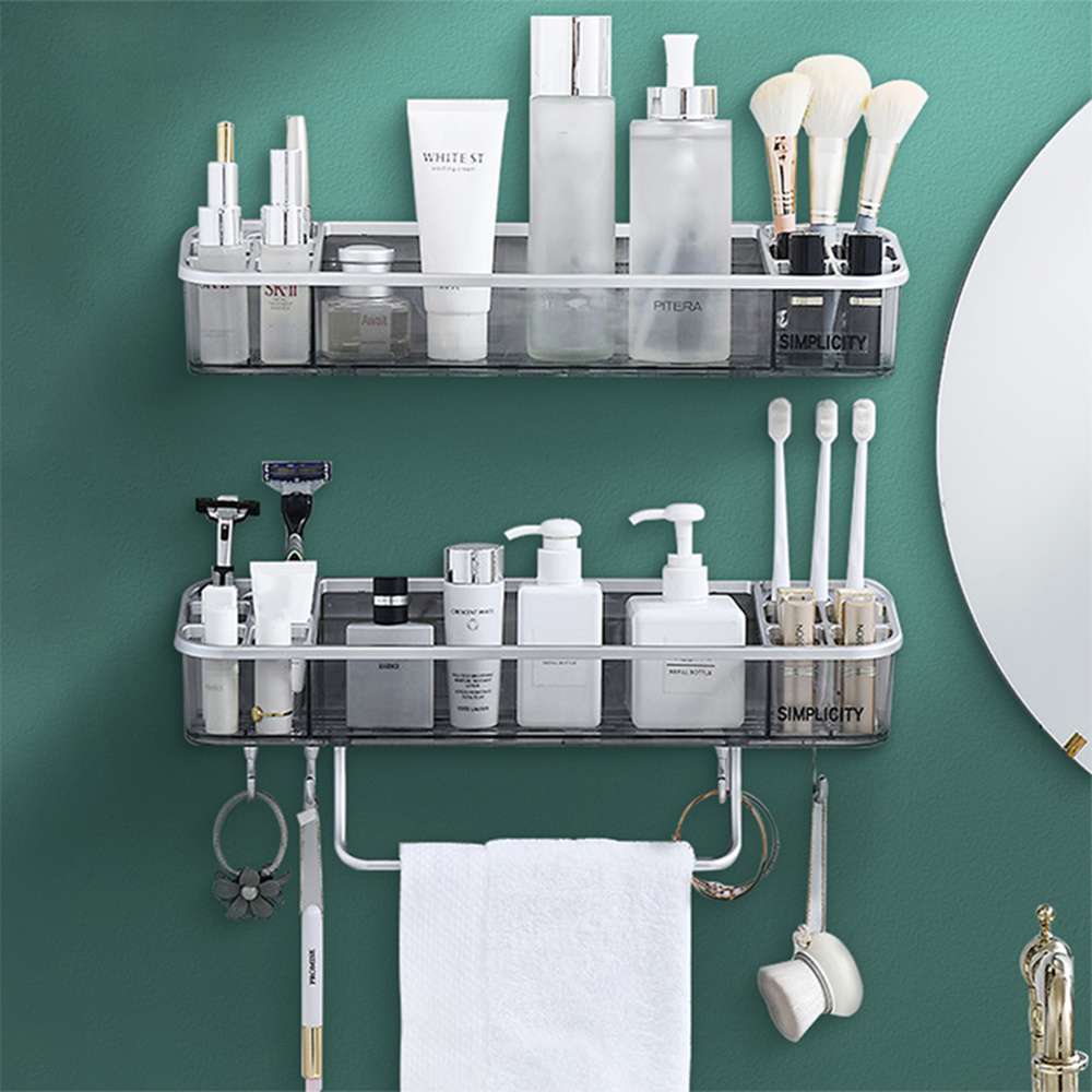 Bathroom Shelf With Towel Holder Rectangle Shampoo... – Vicedeal