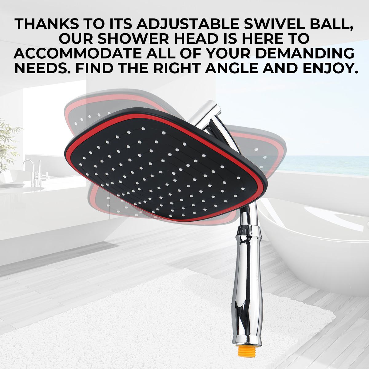 9/10 Inch Bathroom Rainfall Shower Head Rotate 360... – Vicedeal