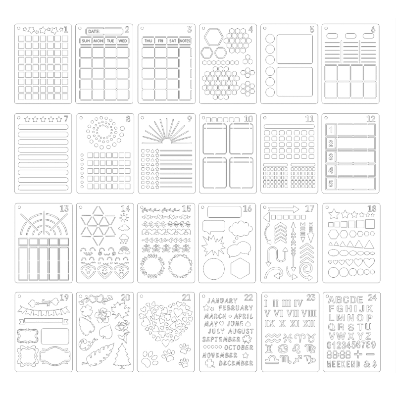 24 Pack Journal Planner Stencils, Reusable Bullet ... – Vicedeal
