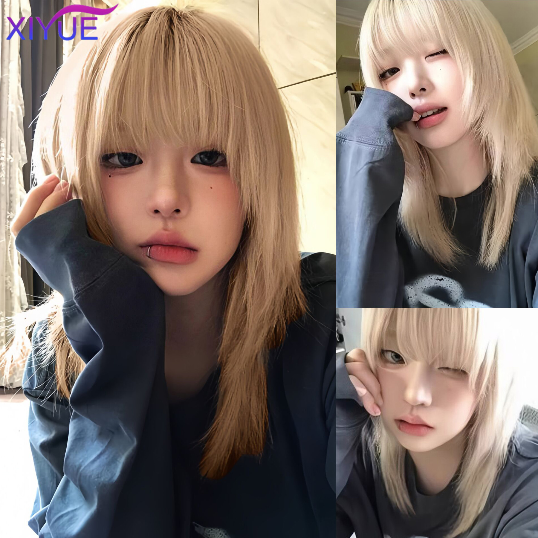 Synthetic Wig Female Light Platinum Clavicle Hair ... – Grandado