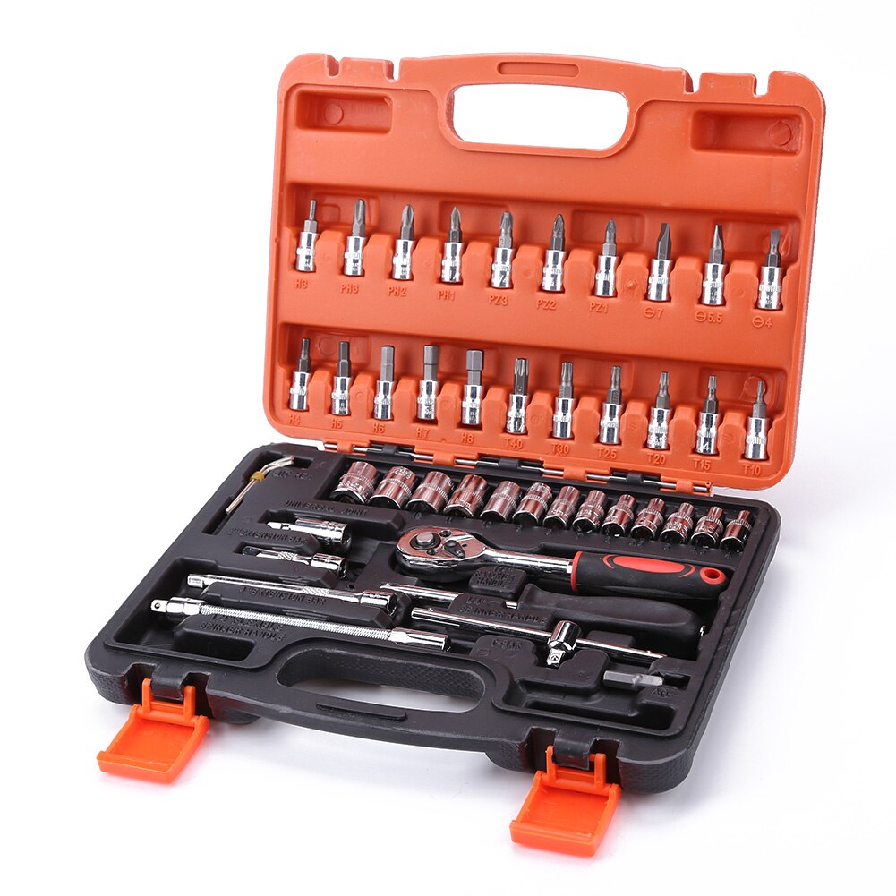 46pcs Ratchet Socket Wrench Set 1 4 Drive Ratchet Grandado