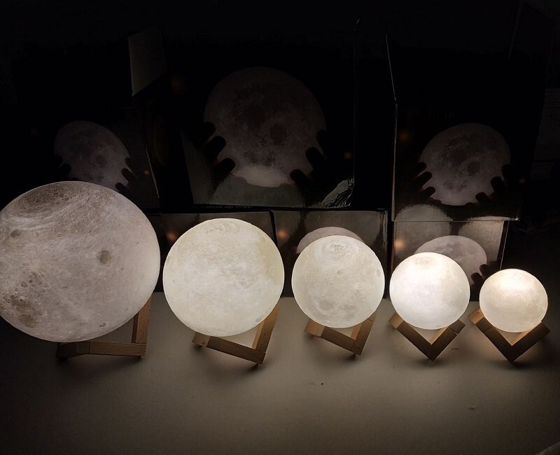 2 Colors Moon Lamp USB Charger 3D Print Moon Light... – Grandado