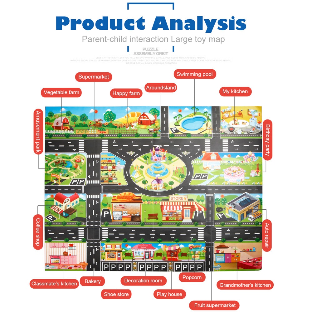 130x100cm Toy Car Mat Map Kids Play Area Rug Mat C... – Vicedeal