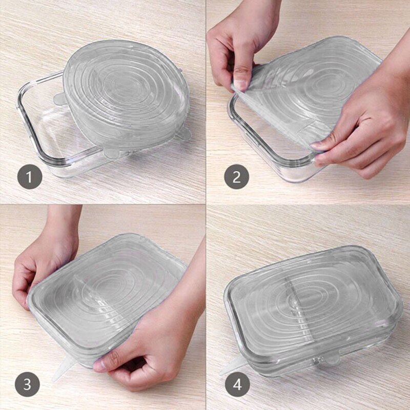 6PCS/Set Square Silicone Stretch Lids Reusable Coo... – Grandado