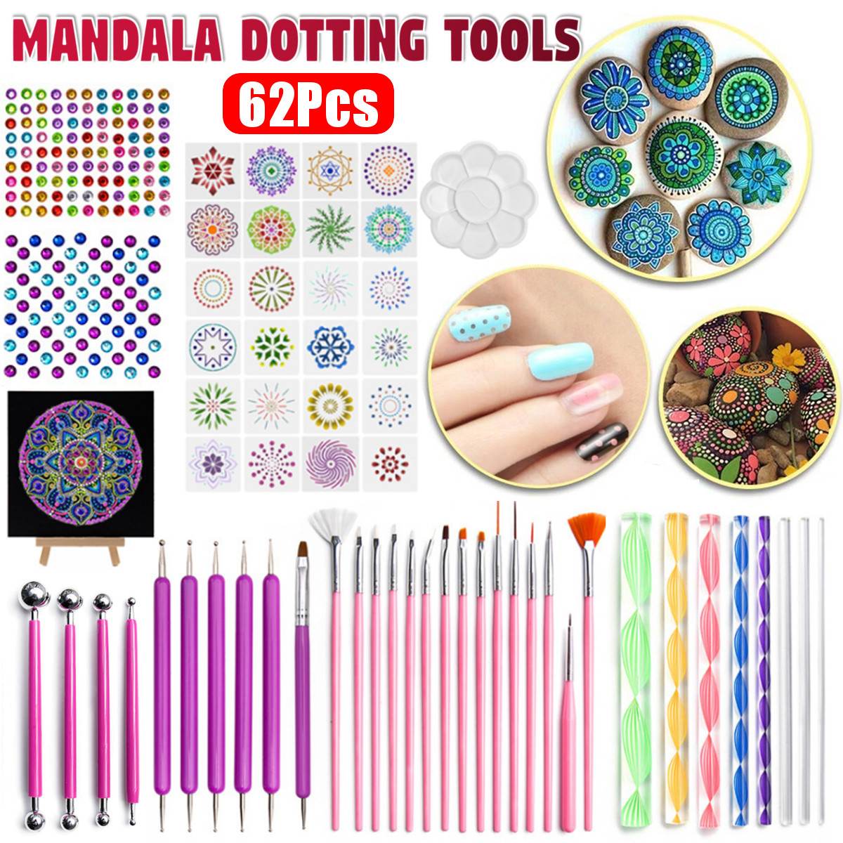 62pcs Mandala Dotting Tools for Painting Rocks Man... – Vicedeal
