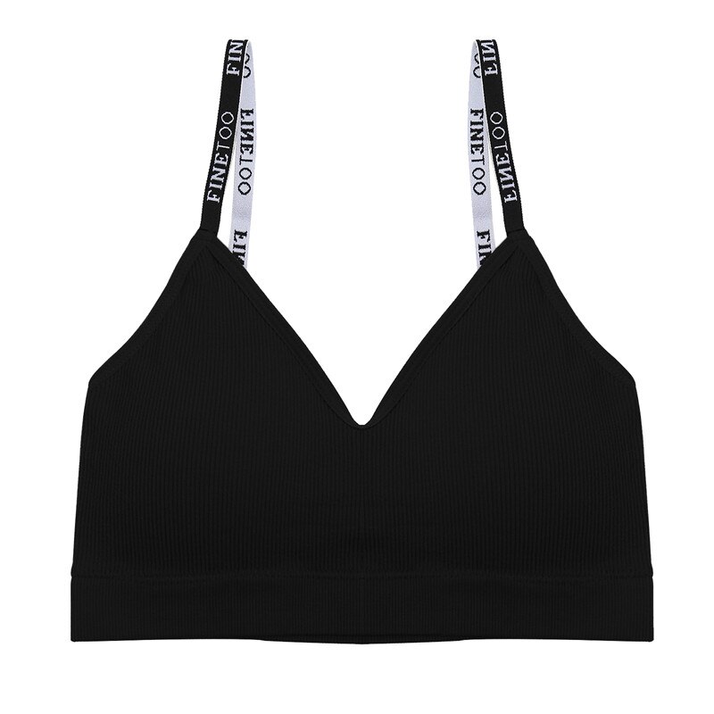 FINETOO Deep V Women Tops Letter Strap Bralette Gi... – Vicedeal