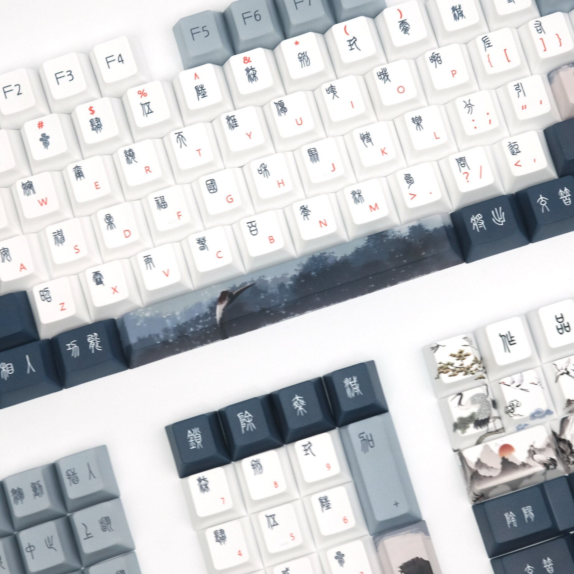 Red-Crowned Crane Keycaps PBT Keycap Cherry Profil... – Grandado