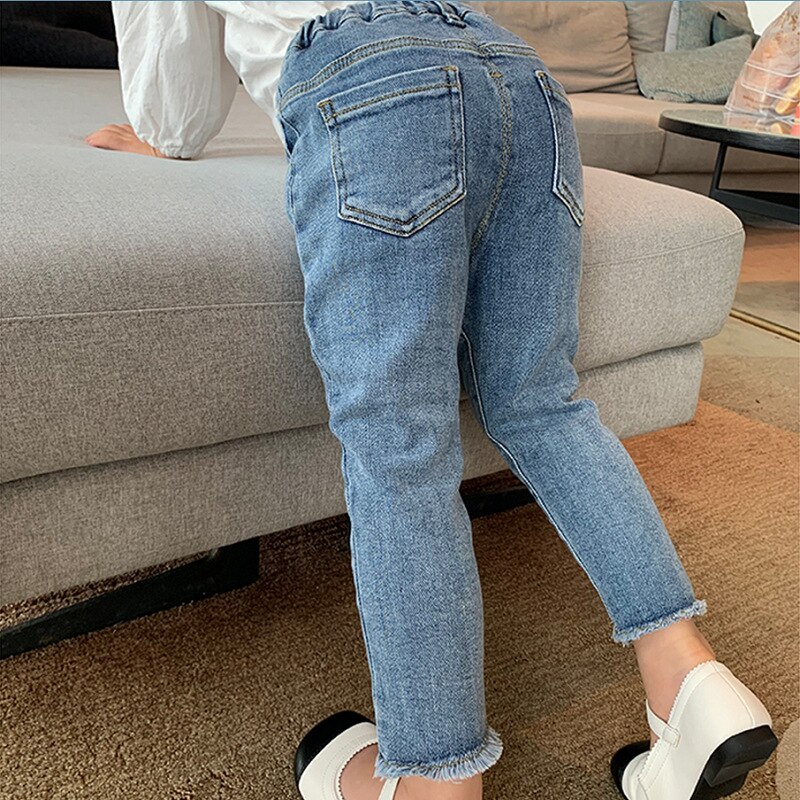 2022 Spring Girls Denim Pants Kids Skinny Trousers – Grandado