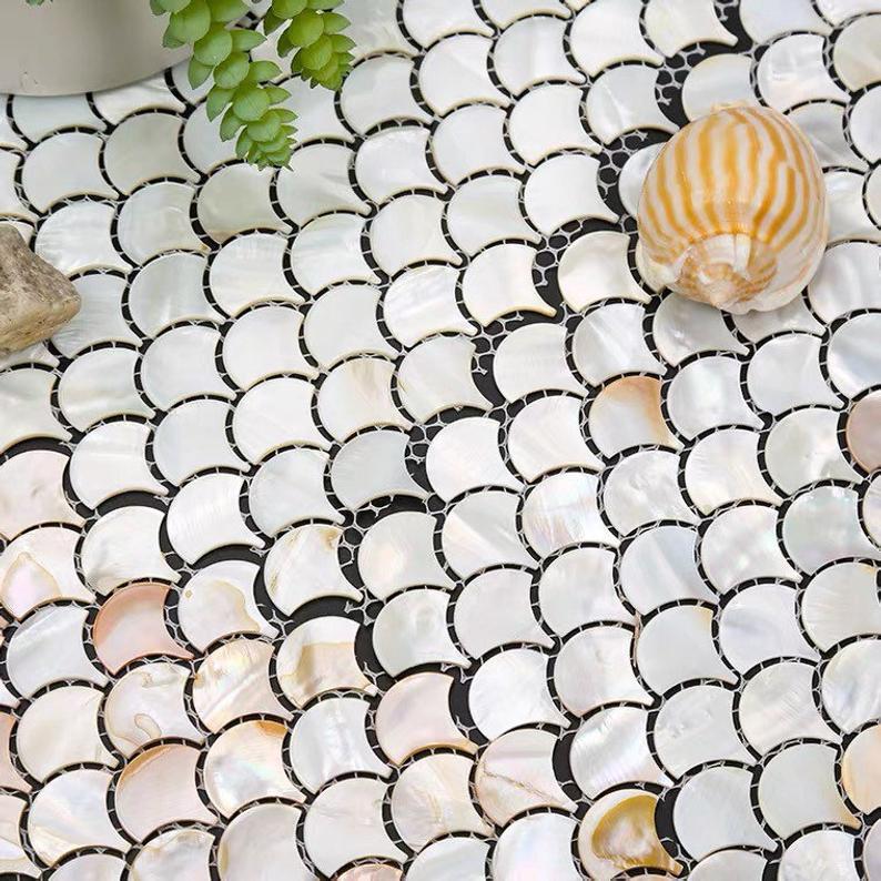 2mm Thickness Fish Scale Shell Mosaic Tile Nature ... – Vicedeal