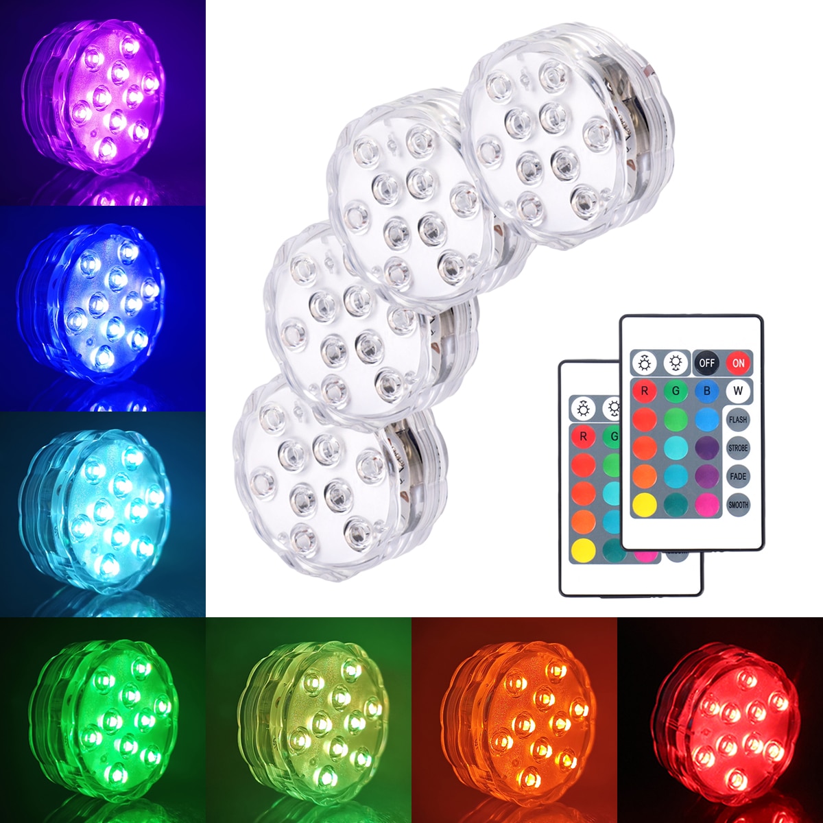10 Led Remote Controlled Rgb Submersible Licht Wat... – Vicedeal