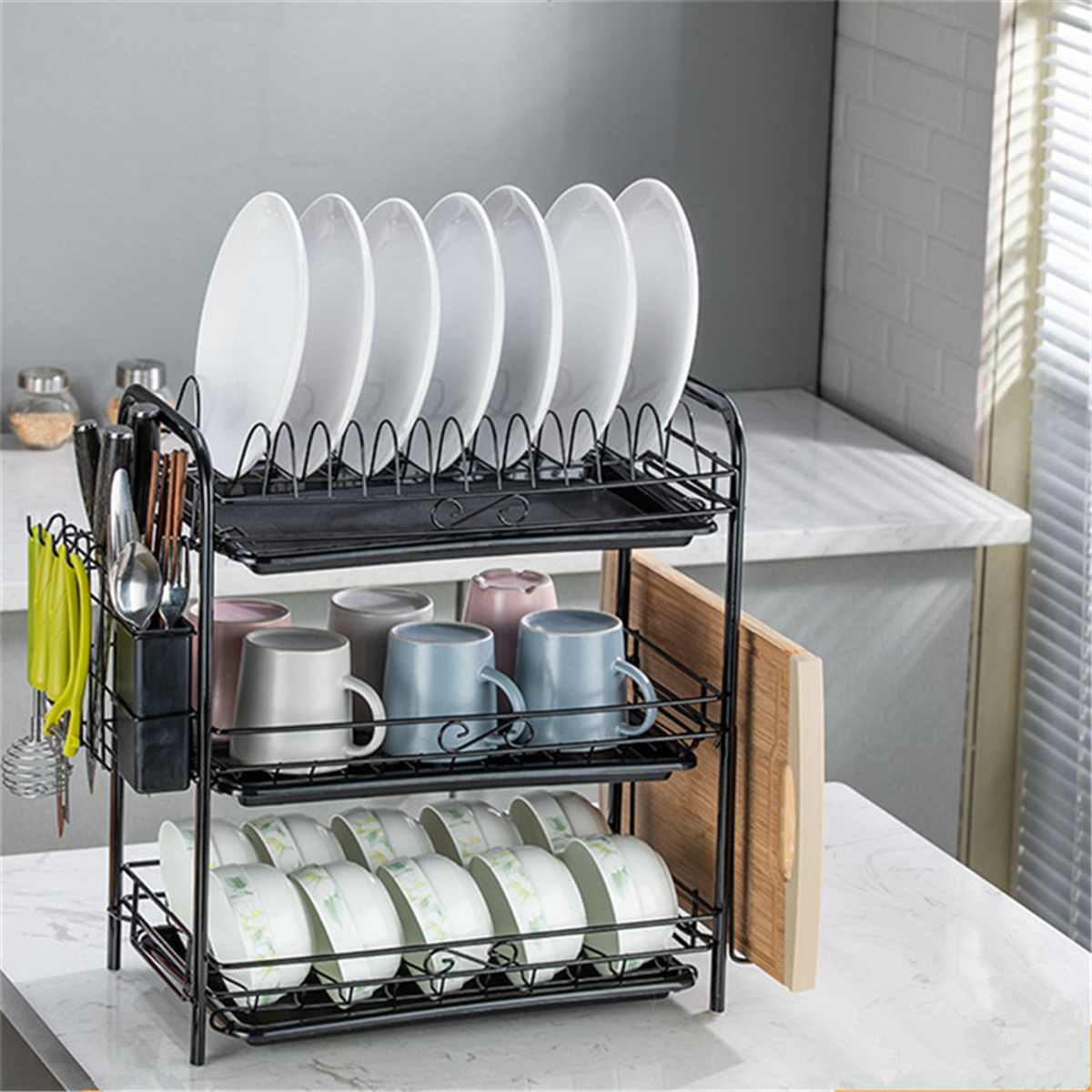 2/3 Layer Dish Drainer Kitchen Cutlery Cup Plates ... – Vicedeal