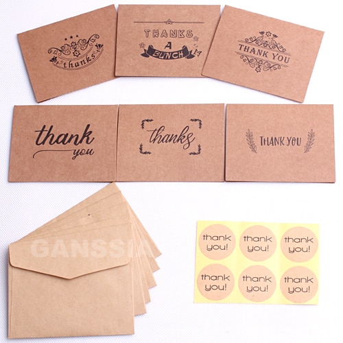 1set/lot 6pcs Kraft Thank You Greeting Cards with ... – Grandado