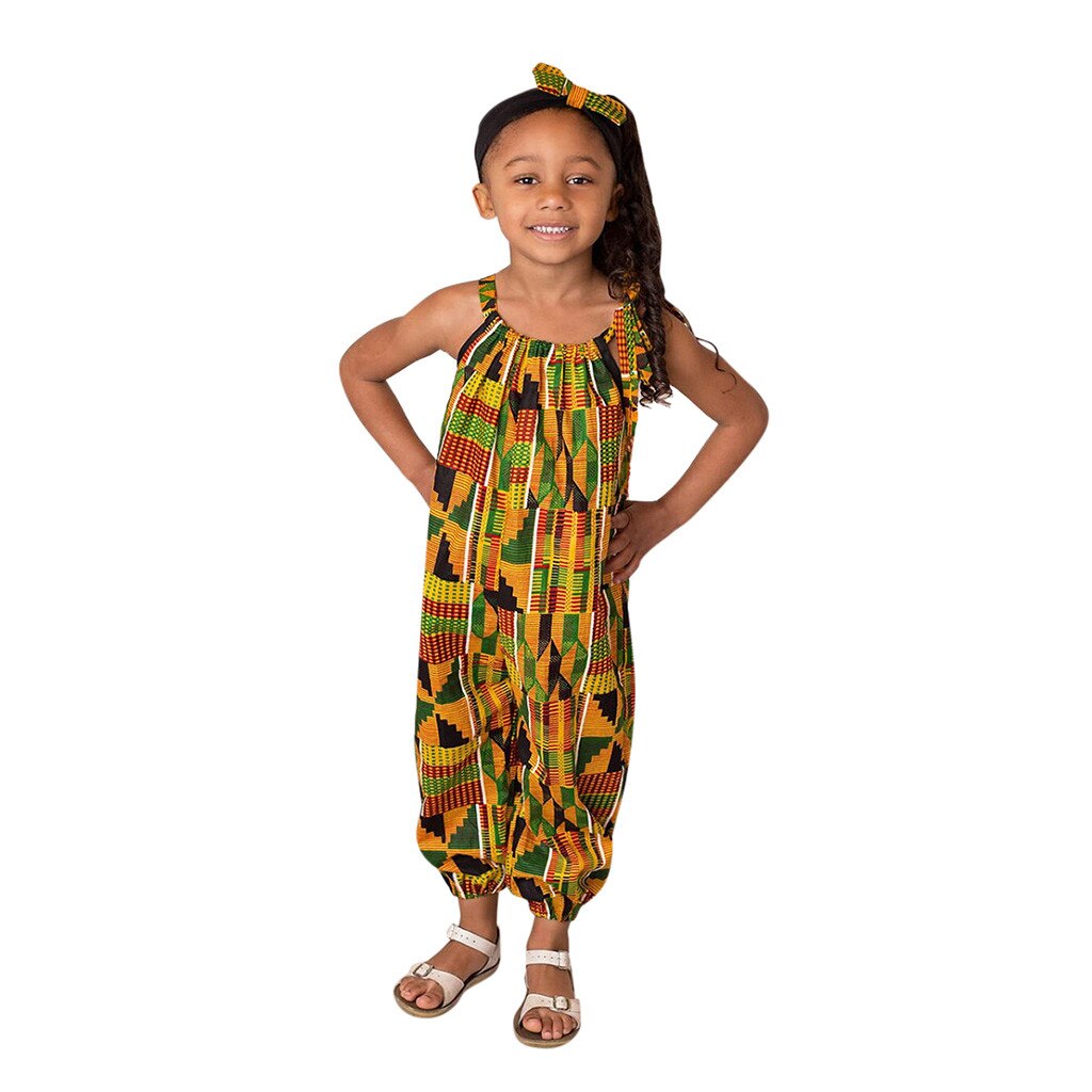 Girls Ethnic Overalls African Dashiki Geometric Di... – Grandado