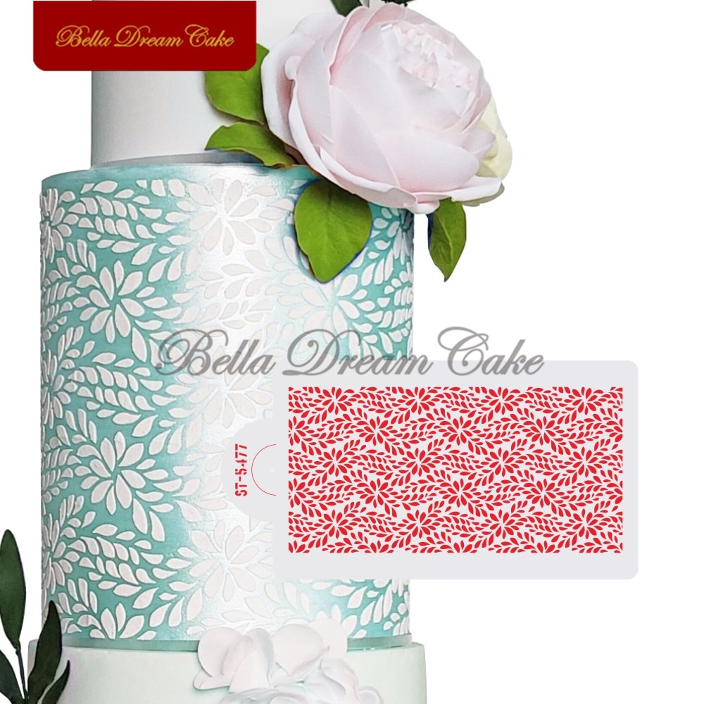 Scolled Leafy Pattern Cake Stencil Plastic Cake Bo... – Grandado