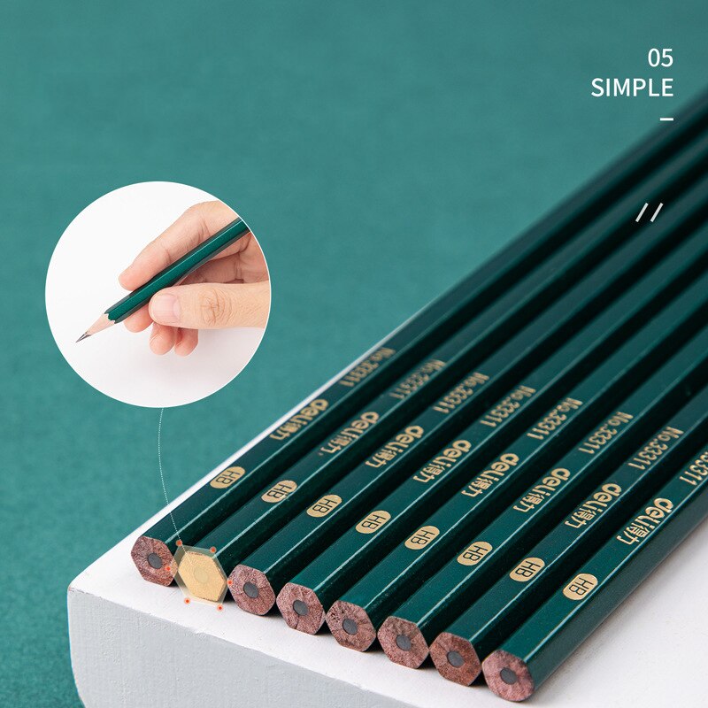 Deli 10PC Wooden Lead Pencils 2H 2B HB Hexagon Wri... – Grandado