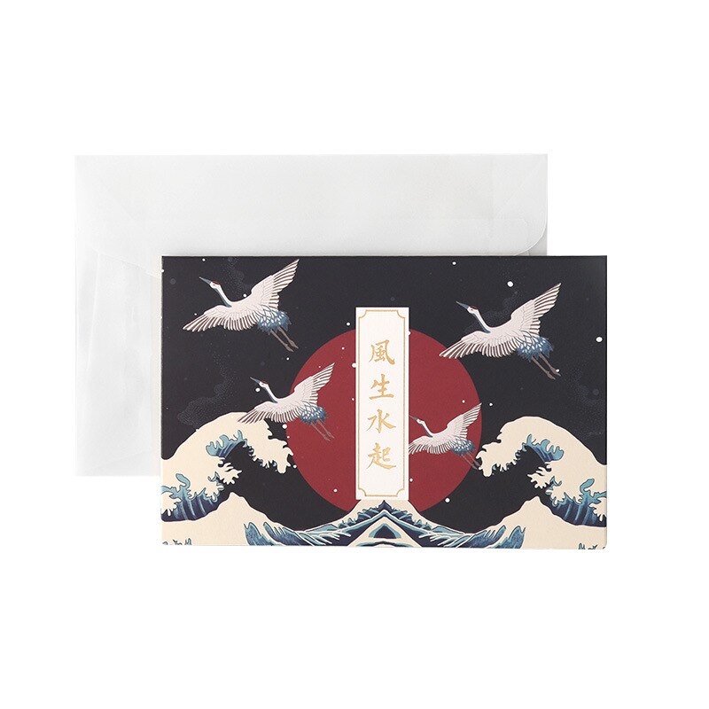 Japanese style flying crane series greeting card w... – Vicedeal