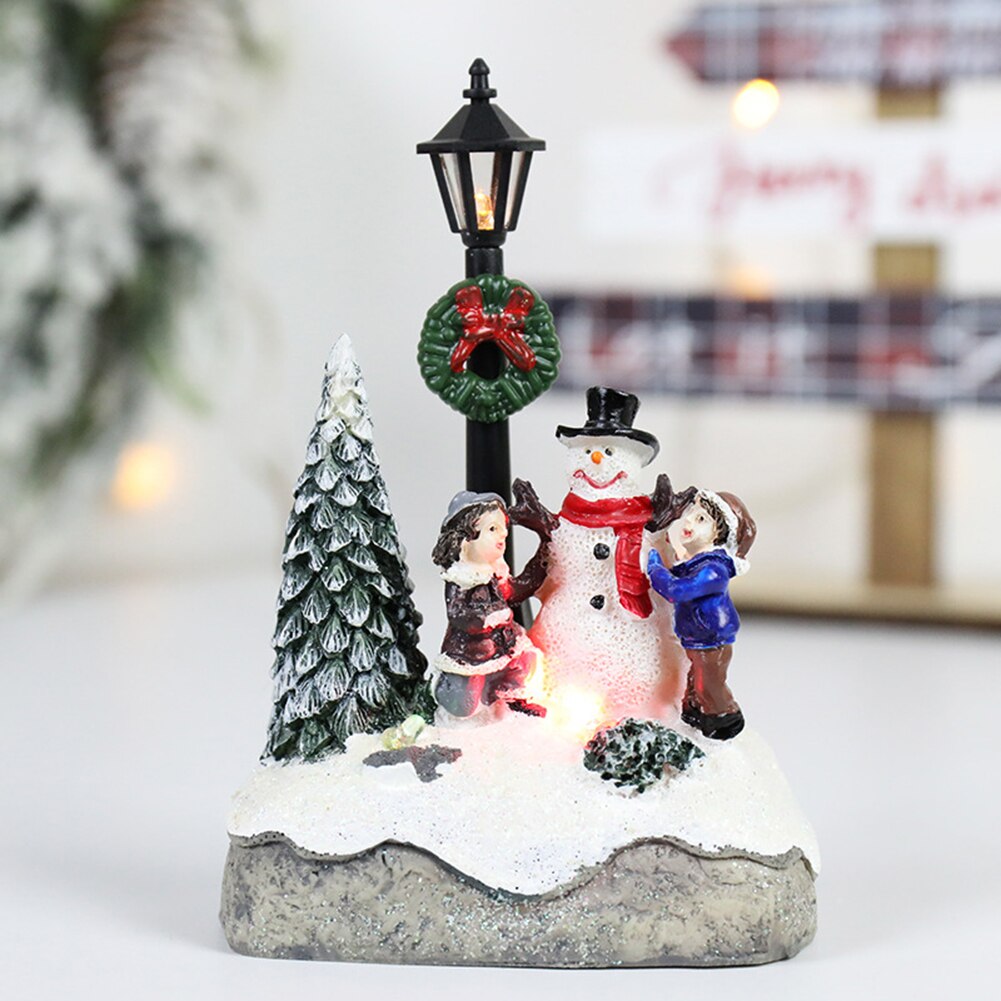 Christmas Village Scene Xmas Tree Snowman Resin Or... – Grandado