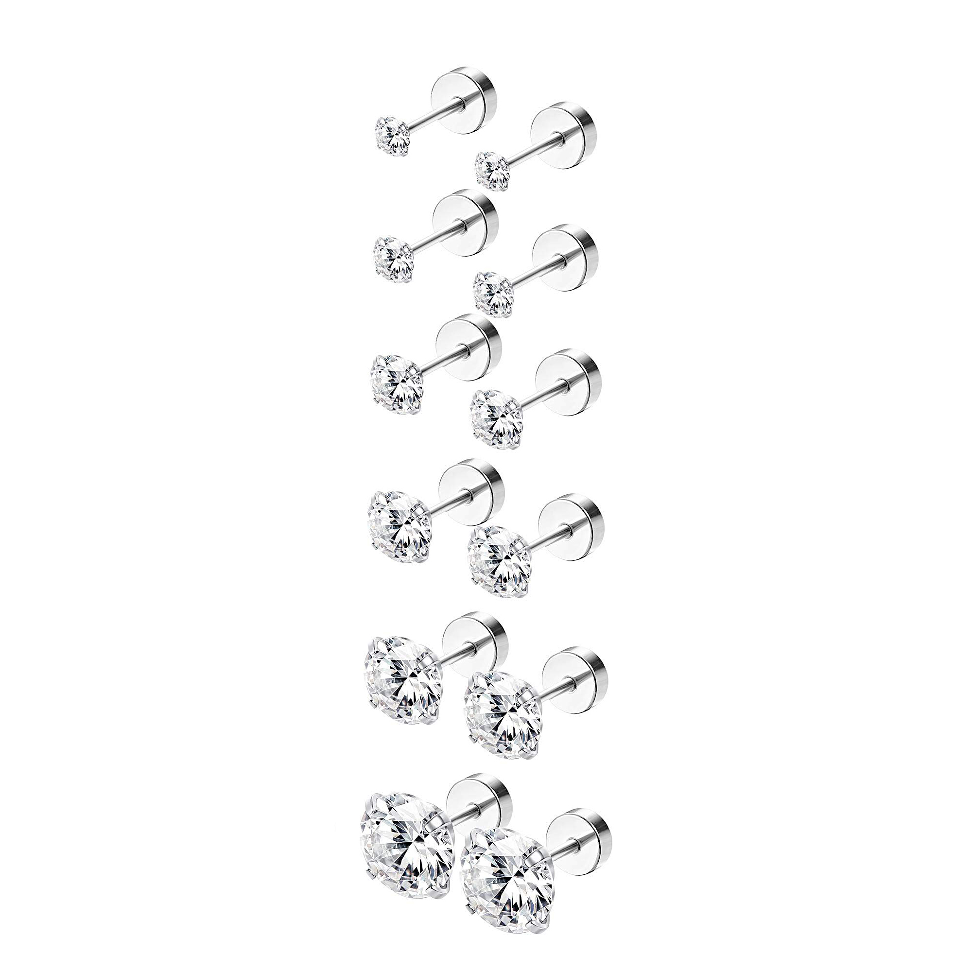 16G 1 Pair Stainless Steel Screwback Cartilage Stu... – Grandado