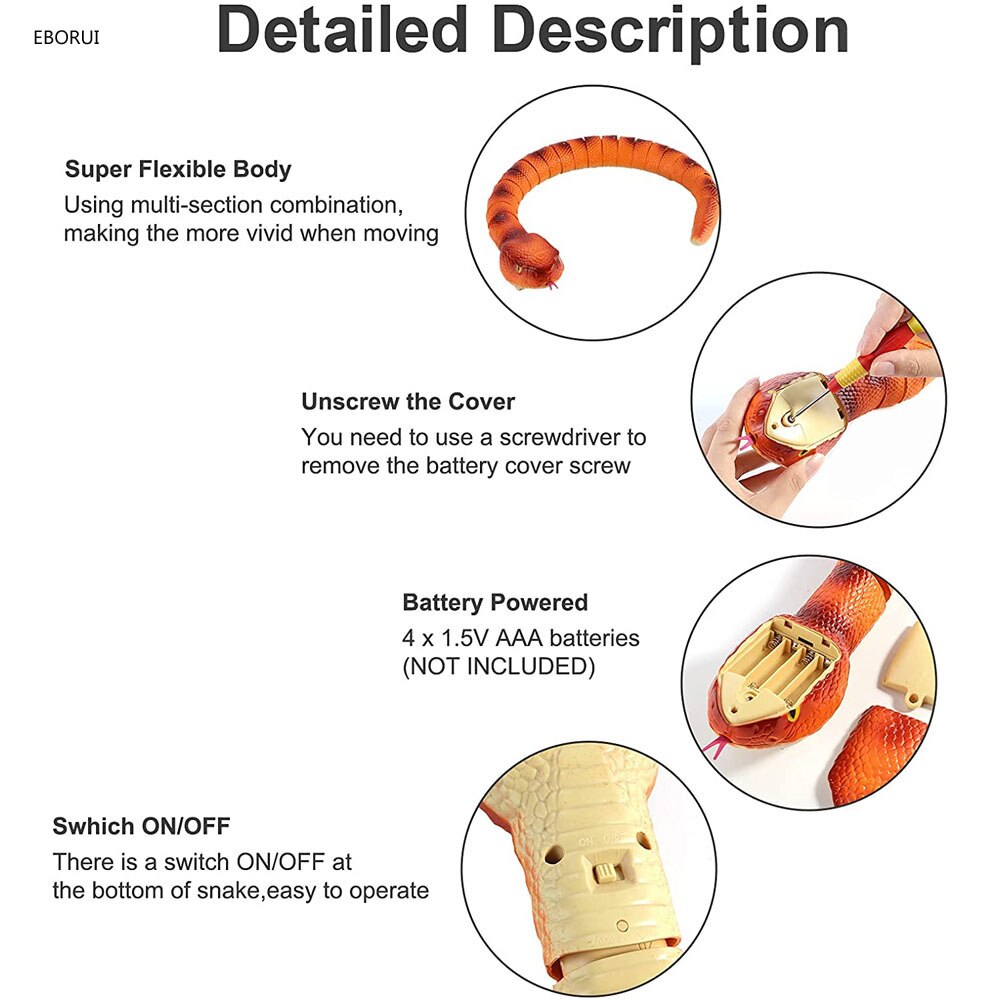 EBORUI RC Snake 30" Long Realistic Giant Ratt... – Grandado