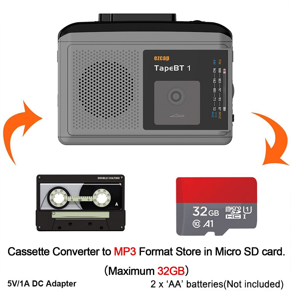 Ezcap233 Home Vintage Style Tape Player Hiking Bat Grandado 