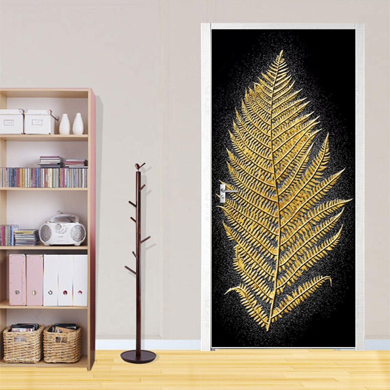 Modern Nordic Tropical Golden Leaves Door Stickers... – Vicedeal