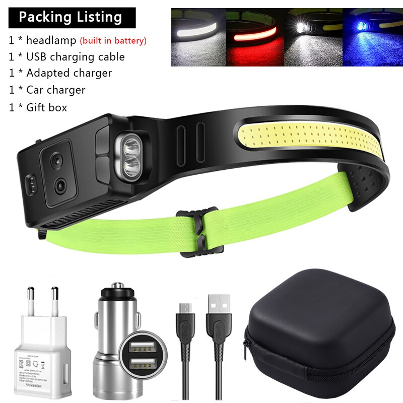 2022 Sensor Headlamp COB LED Headlight 1200mAh Bat... – Grandado