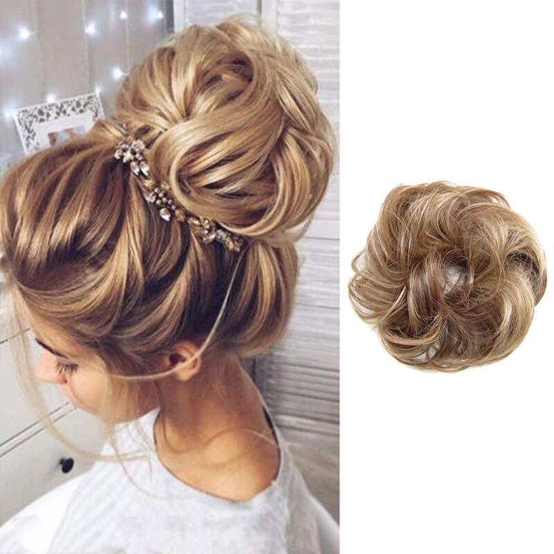 Moño de pelo desmotado, extensiones de cabello, pe... – Grandado