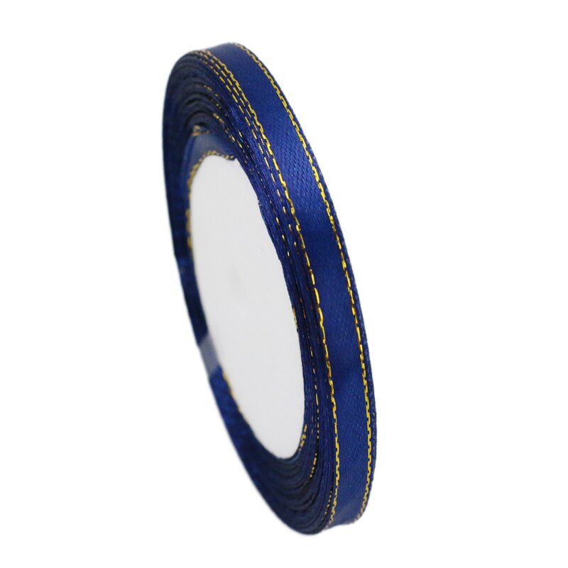 (25 yards/lot) Deep Blue Gold Edge Satin Ribbon pa... – Vicedeal