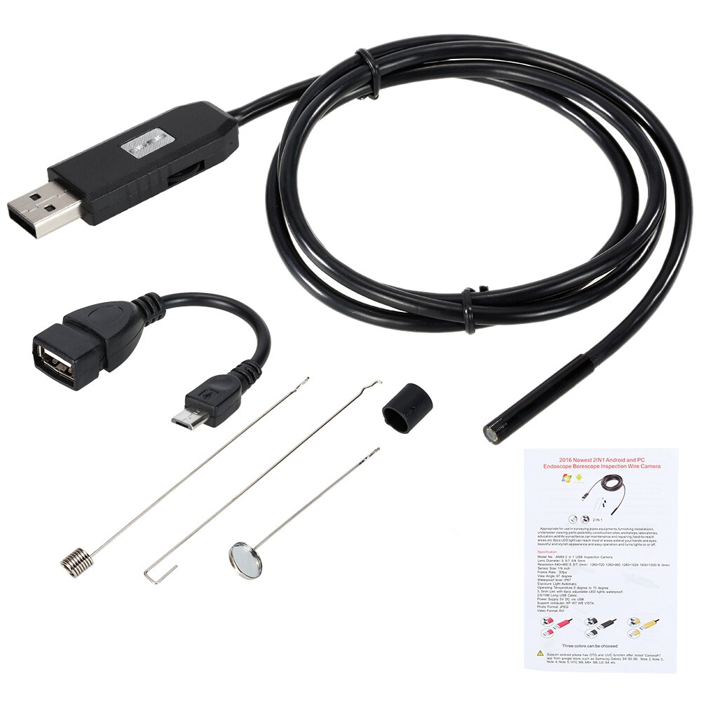 Owsoo 1/2/3/5M Usb Endoscoop 0.3MP Borescope 7 Mm ... – Grandado