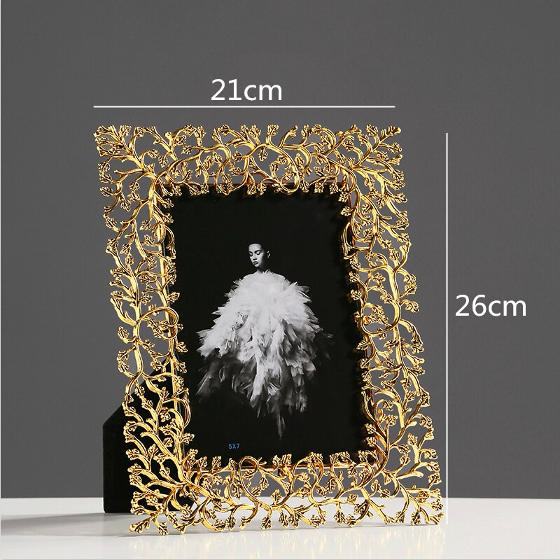Creativity Photo Frame Metal Golden Leaves Modern ... – Grandado