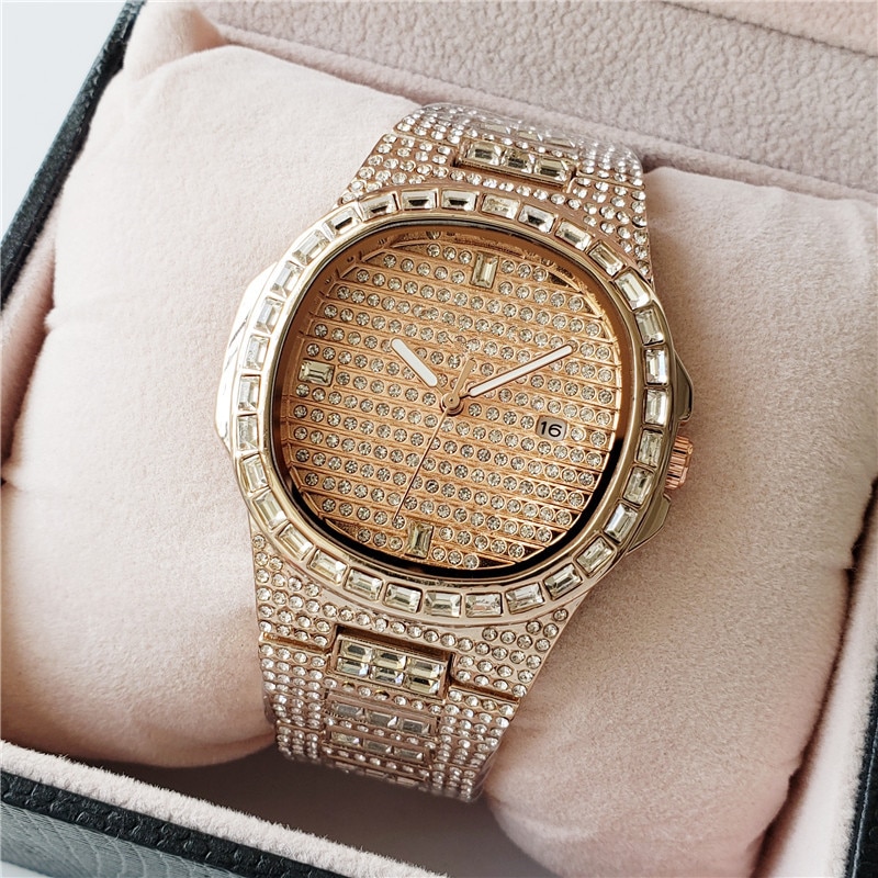 Rose gold luxury full Diamond Iced Out Watch for M... – Grandado