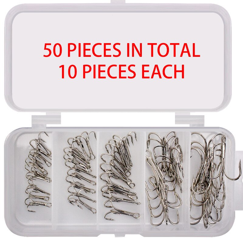 50Pcs Treble Fishing Hook Fishing Tackle High Carb... – Grandado