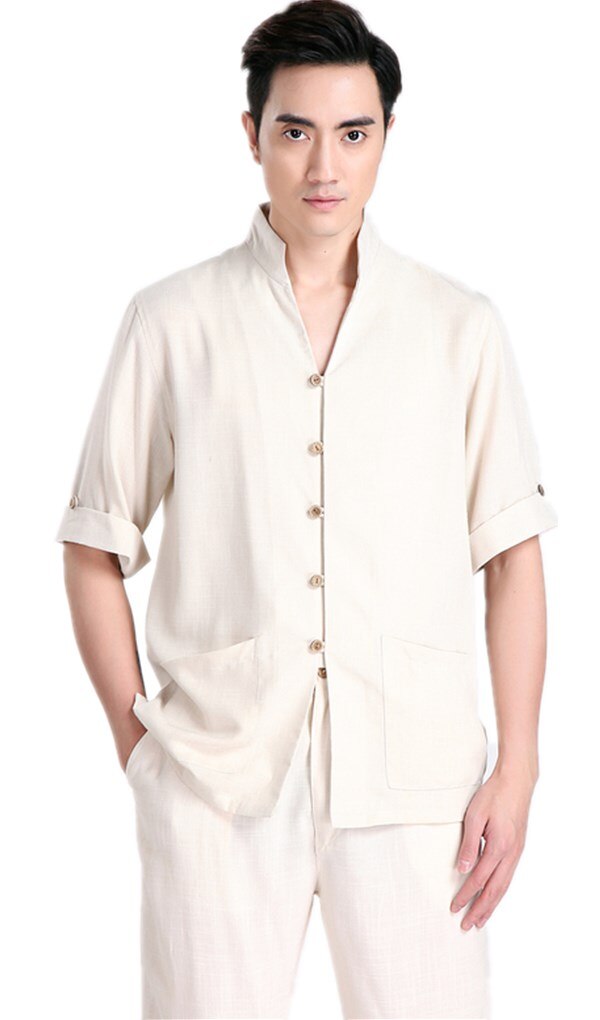 Shanghai Story man traditional clothing Half Sleev... – Grandado