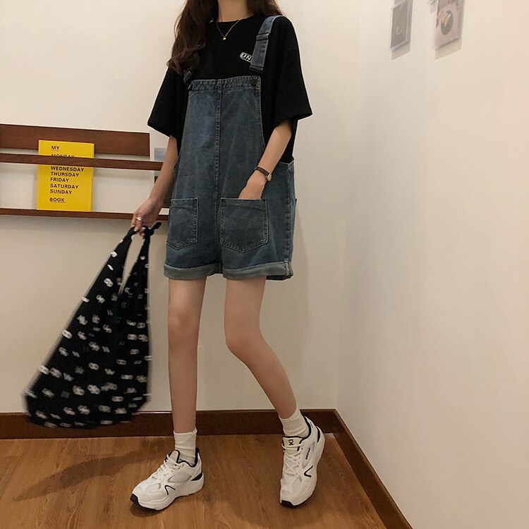 SML Summer korean preppy style Jumpsuit Denim Over... – Vicedeal