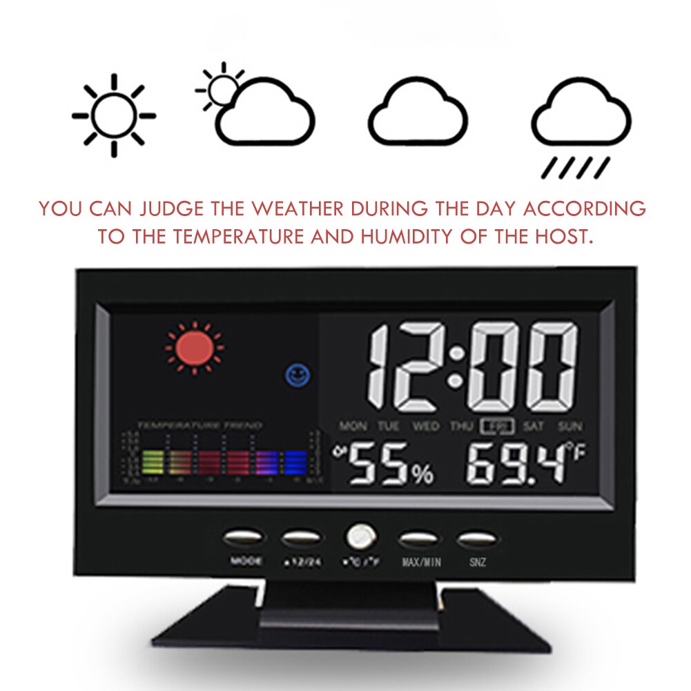 Voice Control Thermometer Hygrometer Calendar Weat... – Grandado