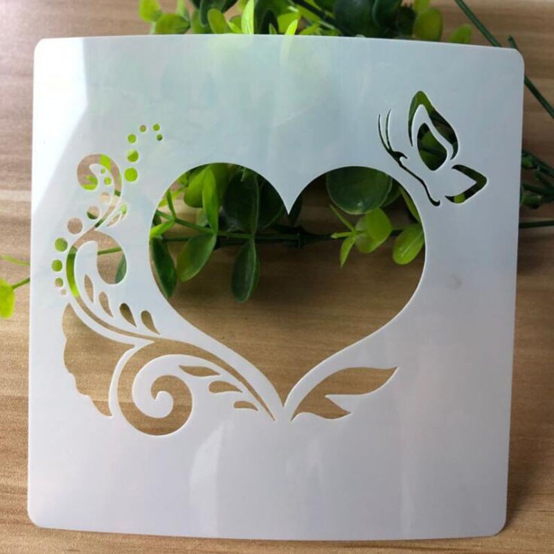 Stencil Openwork Heart Painting Template Embossing... – Grandado