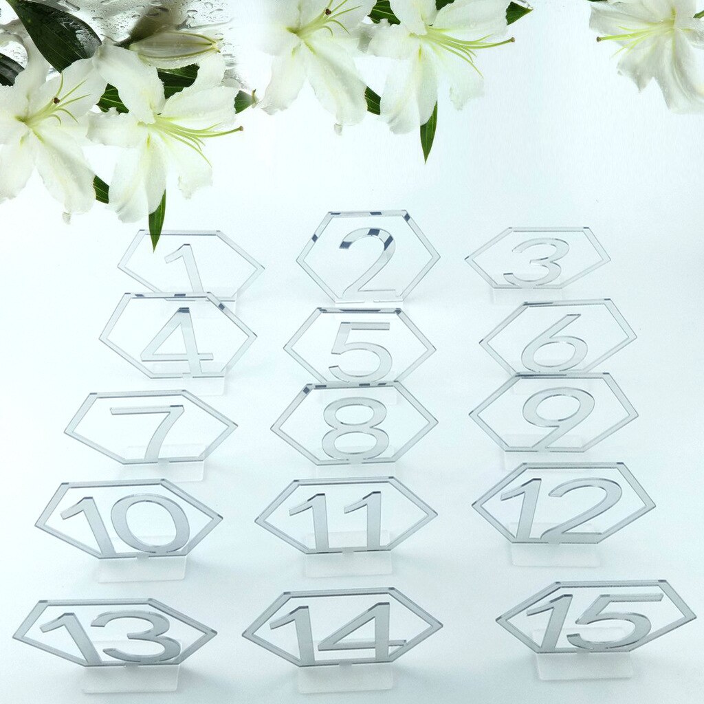 1set (1-15) 10cm Hexagon Table Number Card Signs W... – Vicedeal