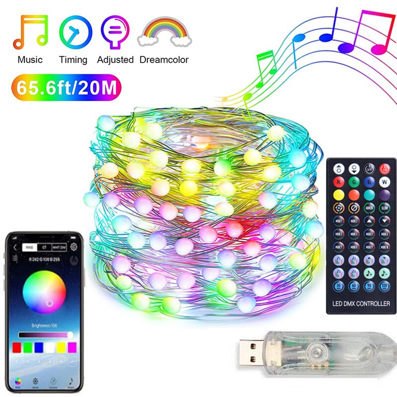 20m LED String Light Dreamcolor Copper Wire USB Bl... – Vicedeal