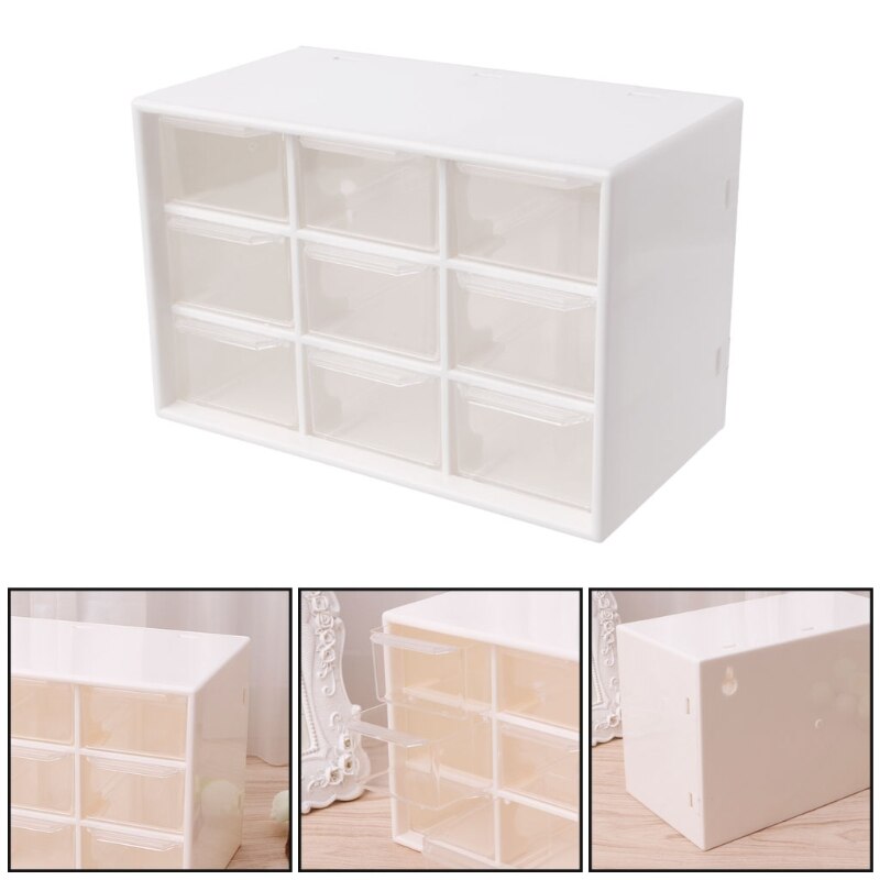 9 Drawer Plastic Storage Cabinet Desktop Makeup Bi... – Grandado