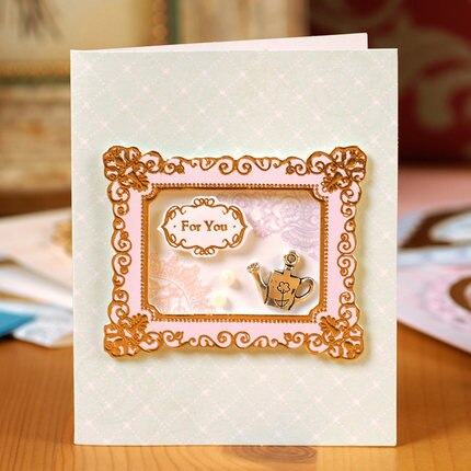 vintage frame cards paper gold frame mini greeting... – Grandado