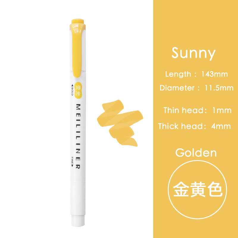 Double-headed water-based color pen golden yellow ... – Grandado