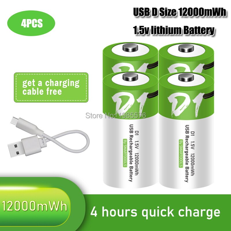 1.5V 12000mWh Lithium ion Li-polymer D Size Rechar... – Grandado