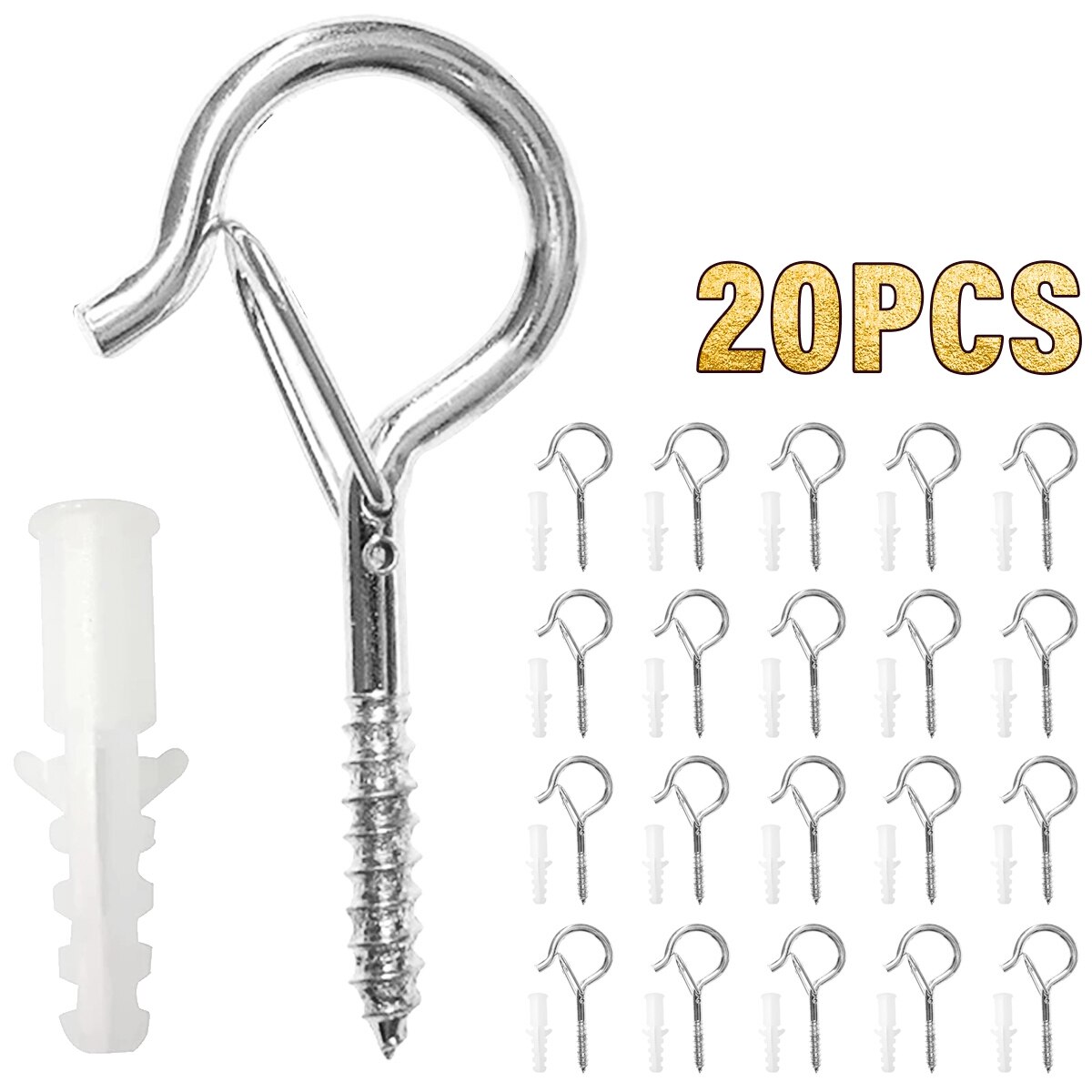 10/20Pcs Q-Hanger Hooks Safety Buckle Screw Hooks ... – Grandado